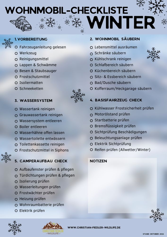 Wohnmobil winterfest machen - 23 Tipps mit Checkliste